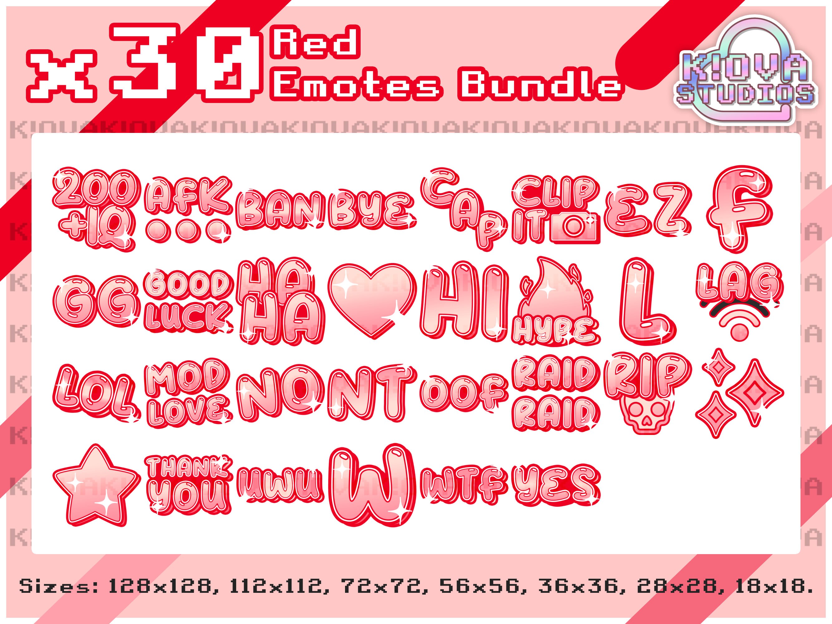 X30 Red Emotes Bundle for Twitch and Discord | Sparkle, Cute, Aesthetic ...