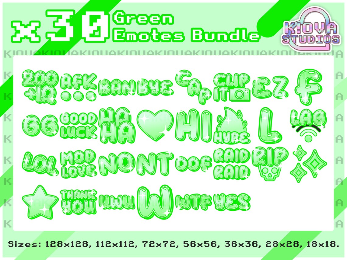 X30 Green Emotes Bundle for Twitch and Discord | Sparkle, Cute ...