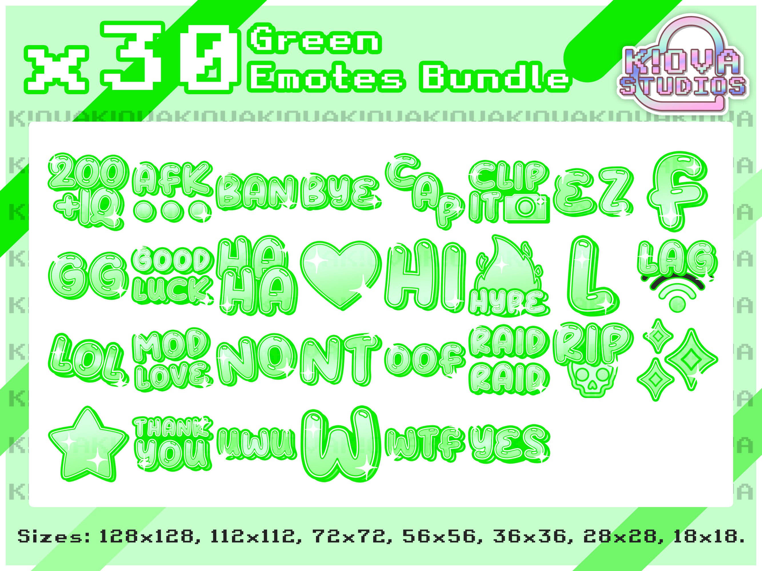 X30 Green Emotes Bundle for Twitch and Discord | Sparkle, Cute ...