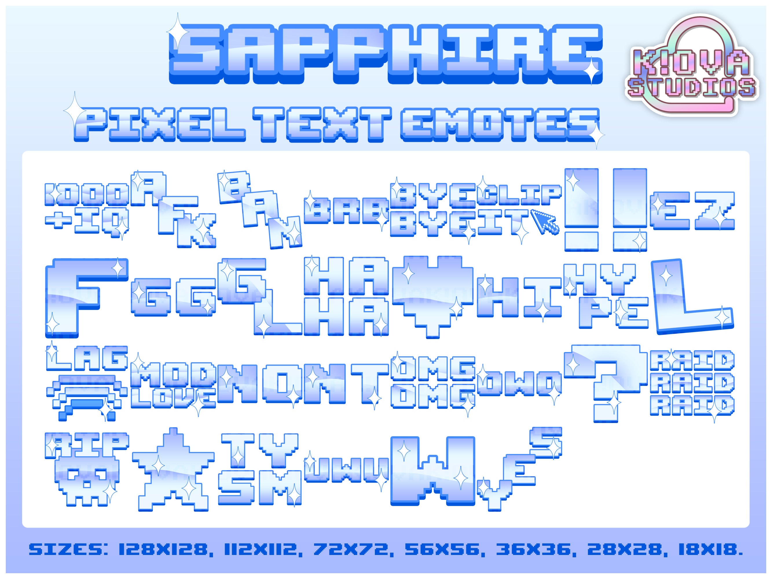 X30 Sapphire Pixel Text Emotes | Perfect for Twitch, Youtube, Discord ...