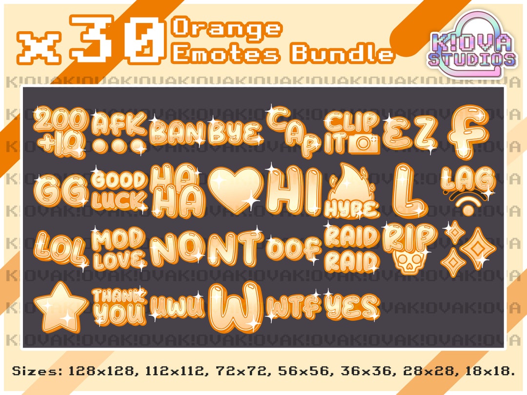 X30 Orange Emotes Bundle for Twitch and Discord | Sparkle, Cute ...
