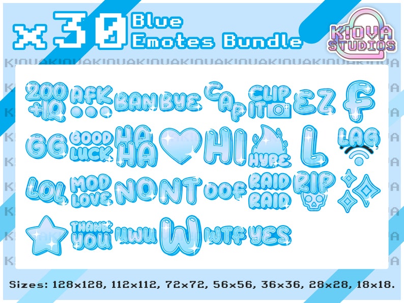 X30 Blue Emotes Bundle for Twitch and Discord | Sparkle, Cute ...