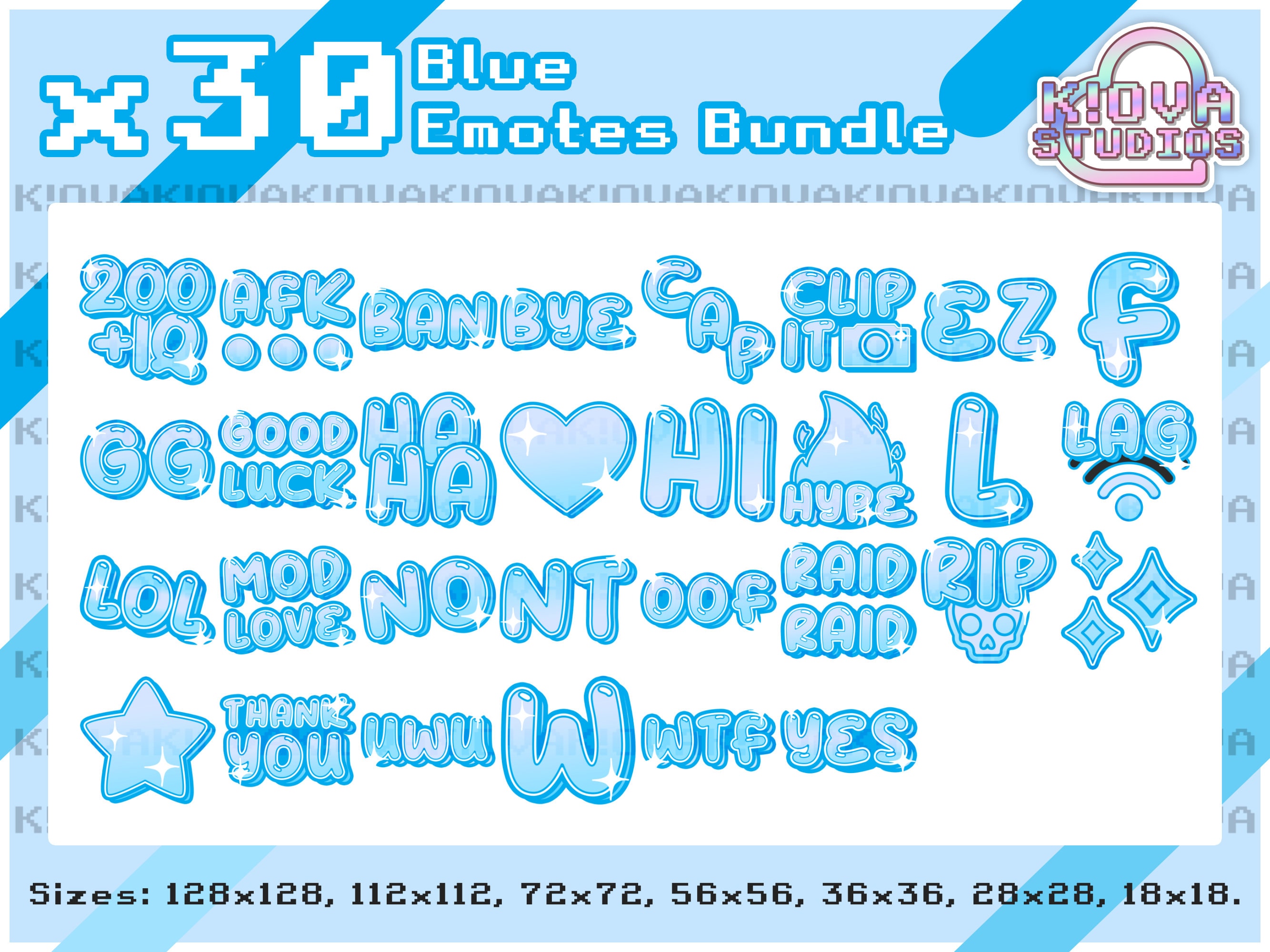 X30 Blue Emotes Bundle for Twitch and Discord | Sparkle, Cute ...