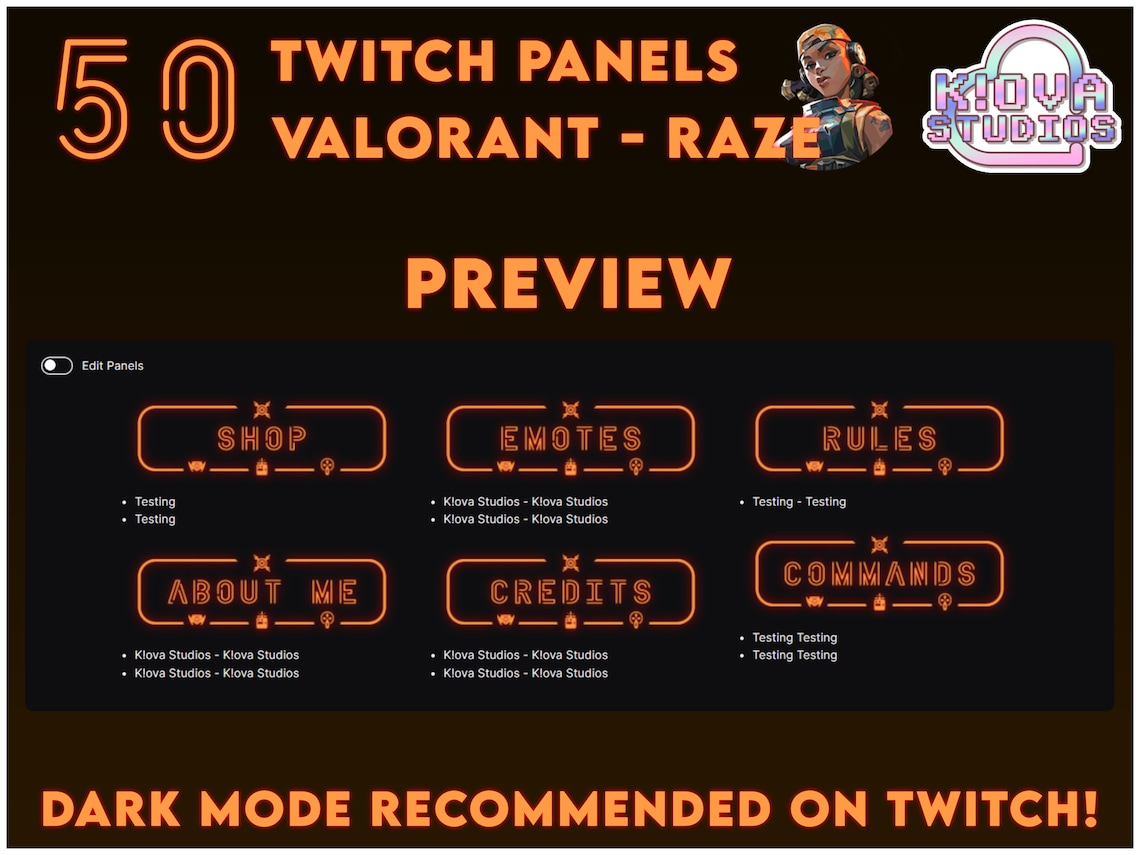 50 Neon Valorant Twitch Panels - Raze | Perfect for Streaming, Orange ...