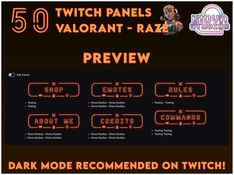 50 Neon Valorant Twitch Panels - Raze | Perfect for Streaming, Orange ...