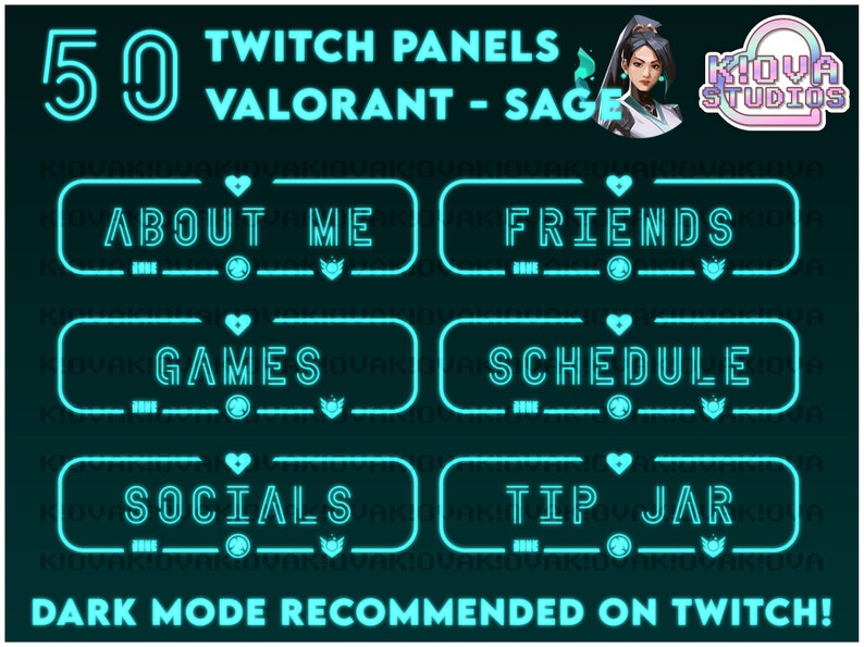 50 Neon Valorant Twitch Panels - Sage | Perfect for Streaming, Blue ...