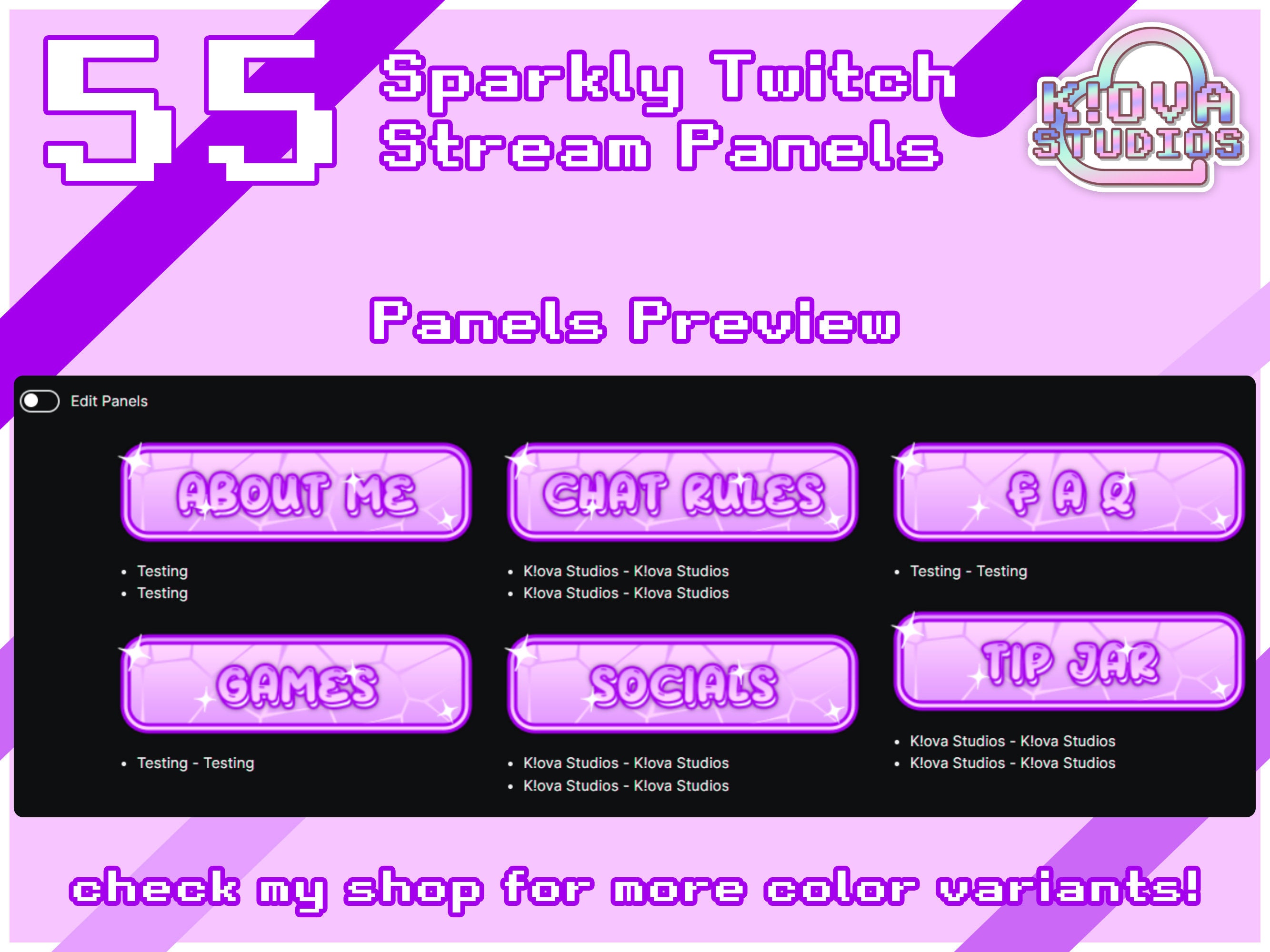 55 Purple Sparkle Twitch Panels - Variant 7 - Perfect for Streaming on ...