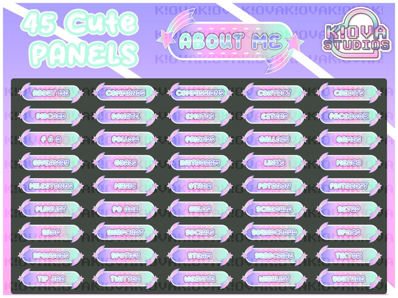 45 Cute Twitch Panels | Shooting Stars, Stars, Purple, Pink, Cyan ...