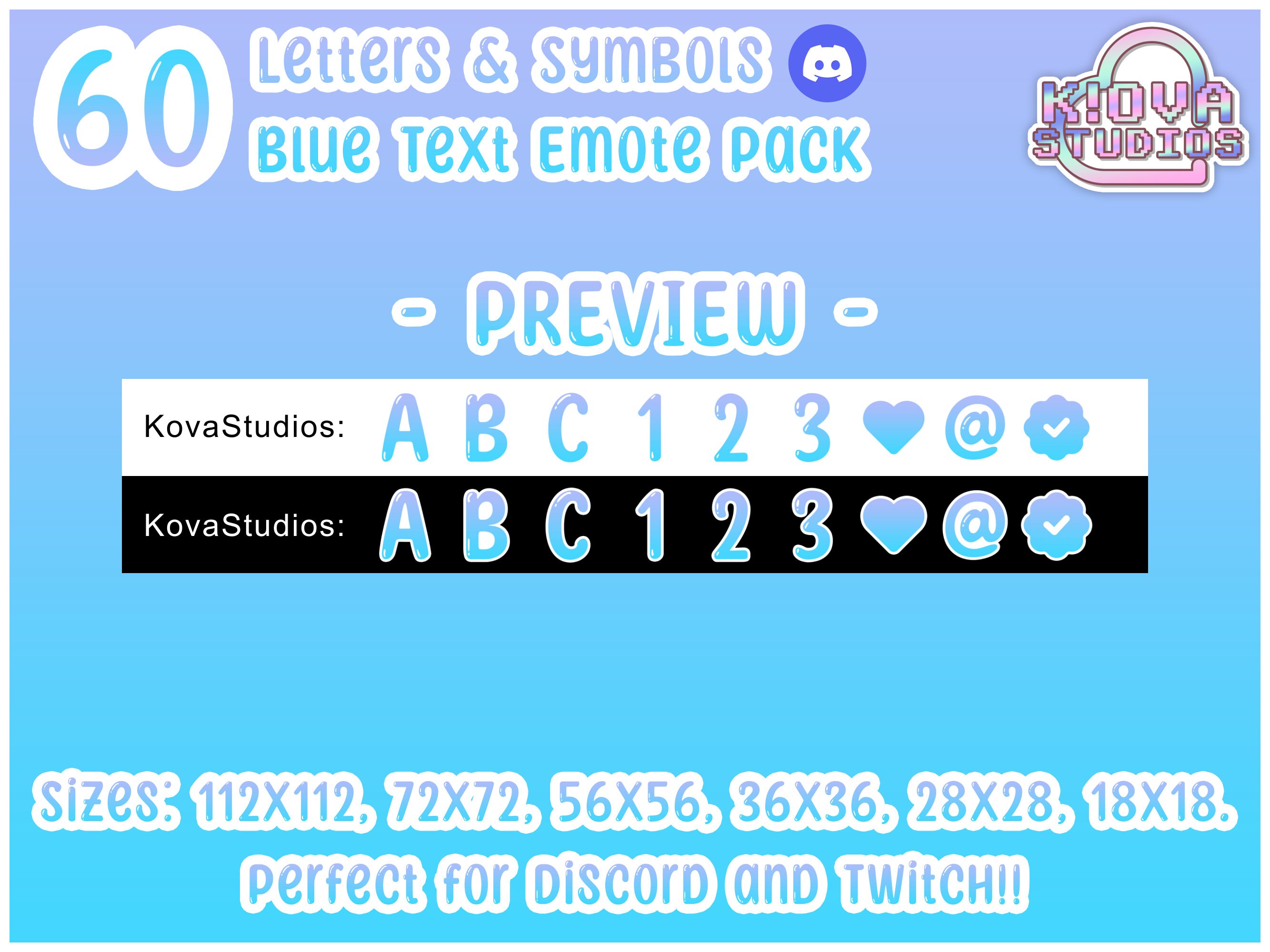 60 Blue Letters and Symbols Text Emote Pack | Discord, Twitch, Youtube ...