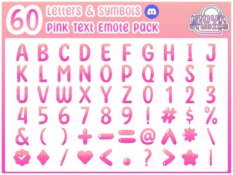 60 Pink Letters and Symbols Text Emote Pack | Discord, Twitch, Youtube ...