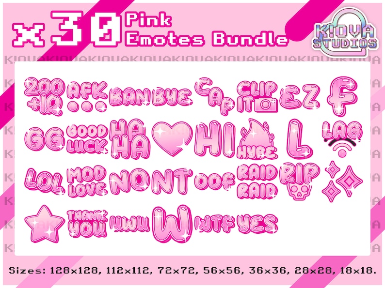 X30 Pink Emotes Bundle for Twitch and Discord | Sparkle, Cute ...