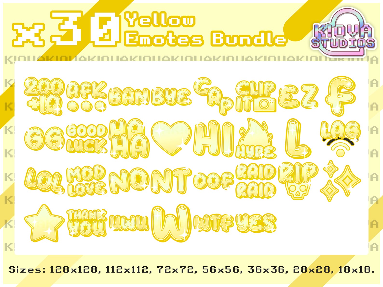 X30 Yellow Emotes Bundle for Twitch and Discord | Sparkle, Cute ...