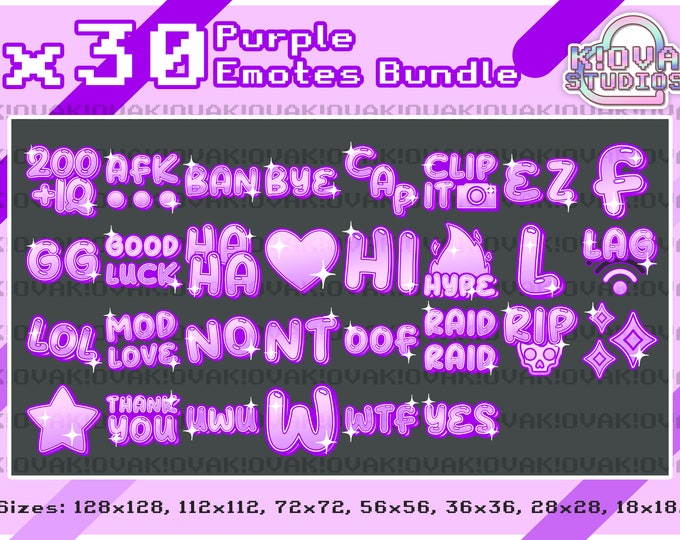 200 PURPLE EMOTES PACK | for Discord and Twitch | Cute & Kawaii ...