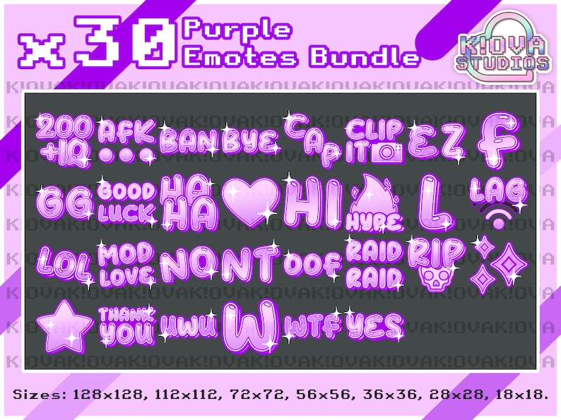 X30 Purple Emotes Bundle for Twitch and Discord | Sparkle, Cute ...