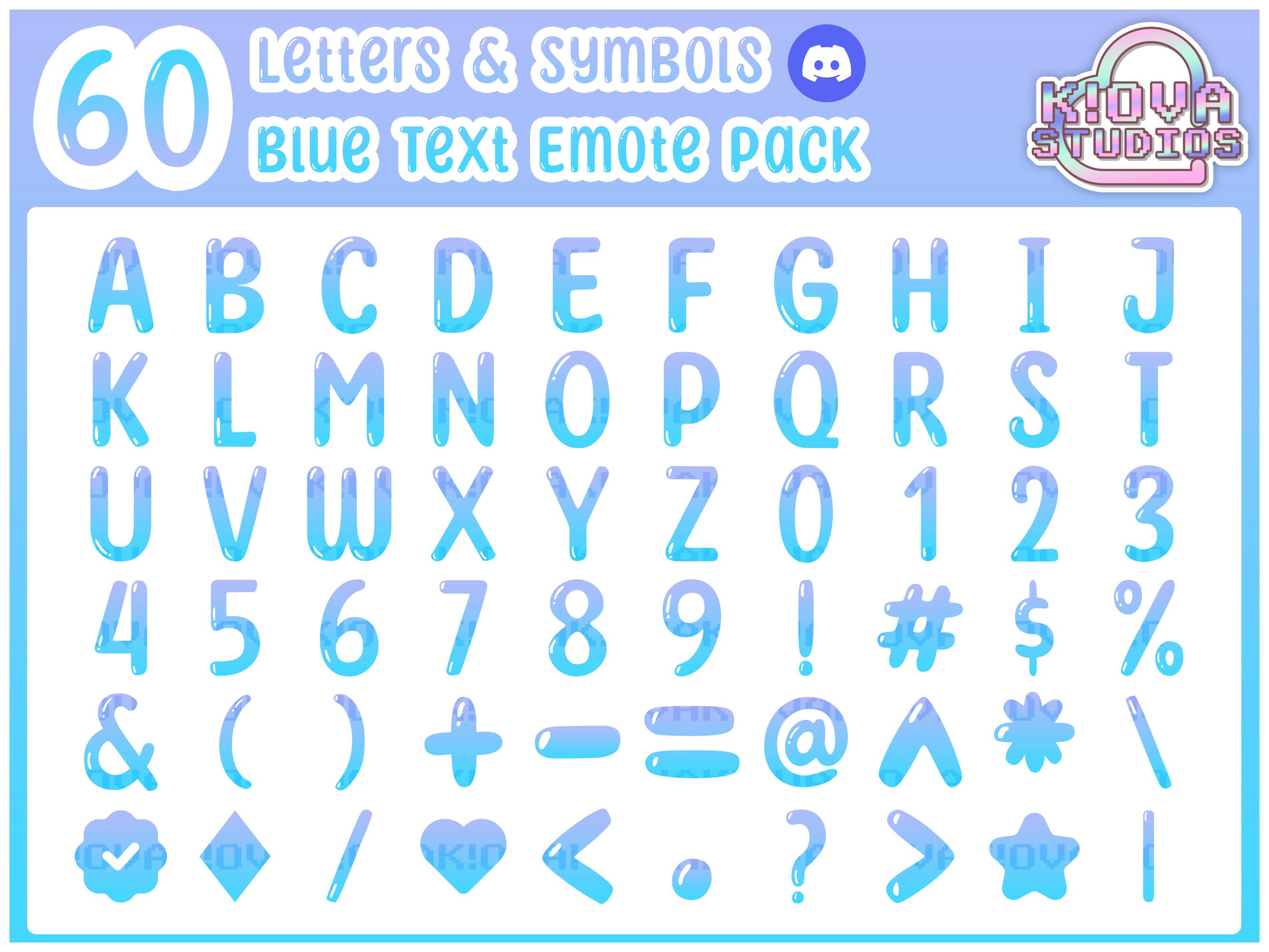 60 Blue Letters and Symbols Text Emote Pack | Discord, Twitch, Youtube ...