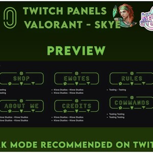 50 Neon Valorant Twitch Panels - Skye | Perfect for Streaming, Green ...