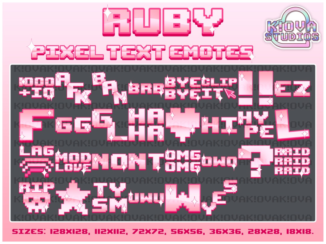 X30 Ruby Pixel Text Emotes | Perfect for Twitch, Youtube, Discord ...
