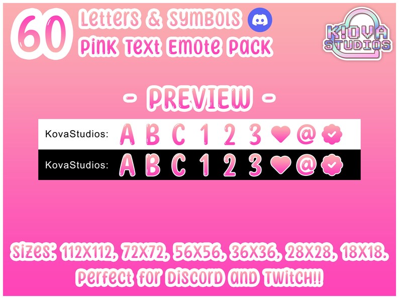 60 Pink Letters and Symbols Text Emote Pack | Discord, Twitch, Youtube ...
