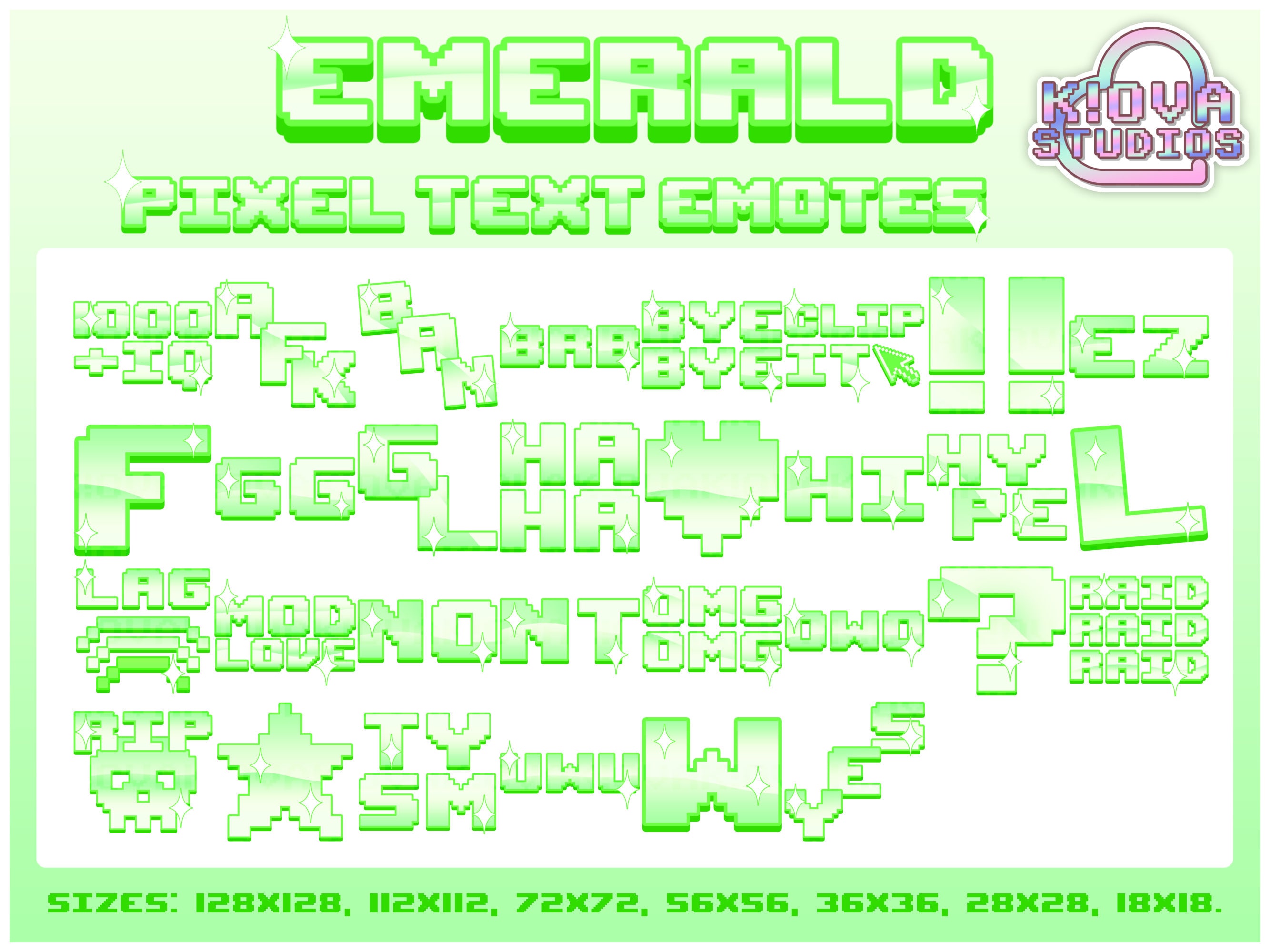 X30 Emerald Pixel Text Emotes | Perfect for Twitch, Youtube, Discord ...