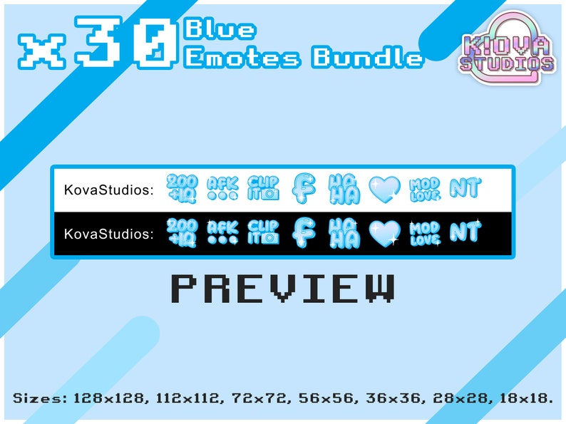 X30 Blue Emotes Bundle for Twitch and Discord | Sparkle, Cute ...