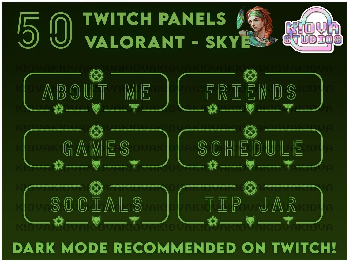50 Neon Valorant Twitch Panels - Skye | Perfect for Streaming, Green ...