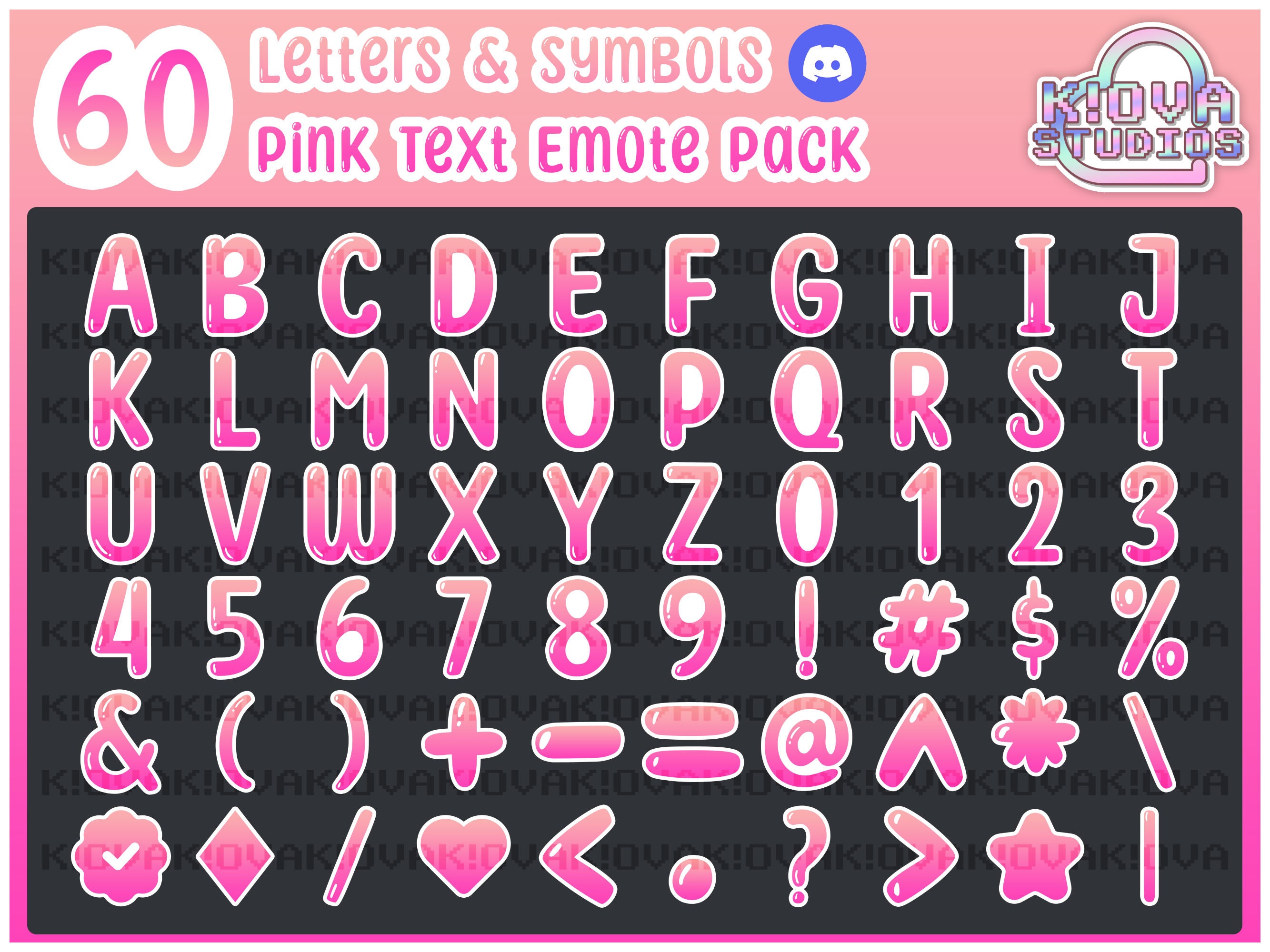 60 Pink Letters and Symbols Text Emote Pack | Discord, Twitch, Youtube ...