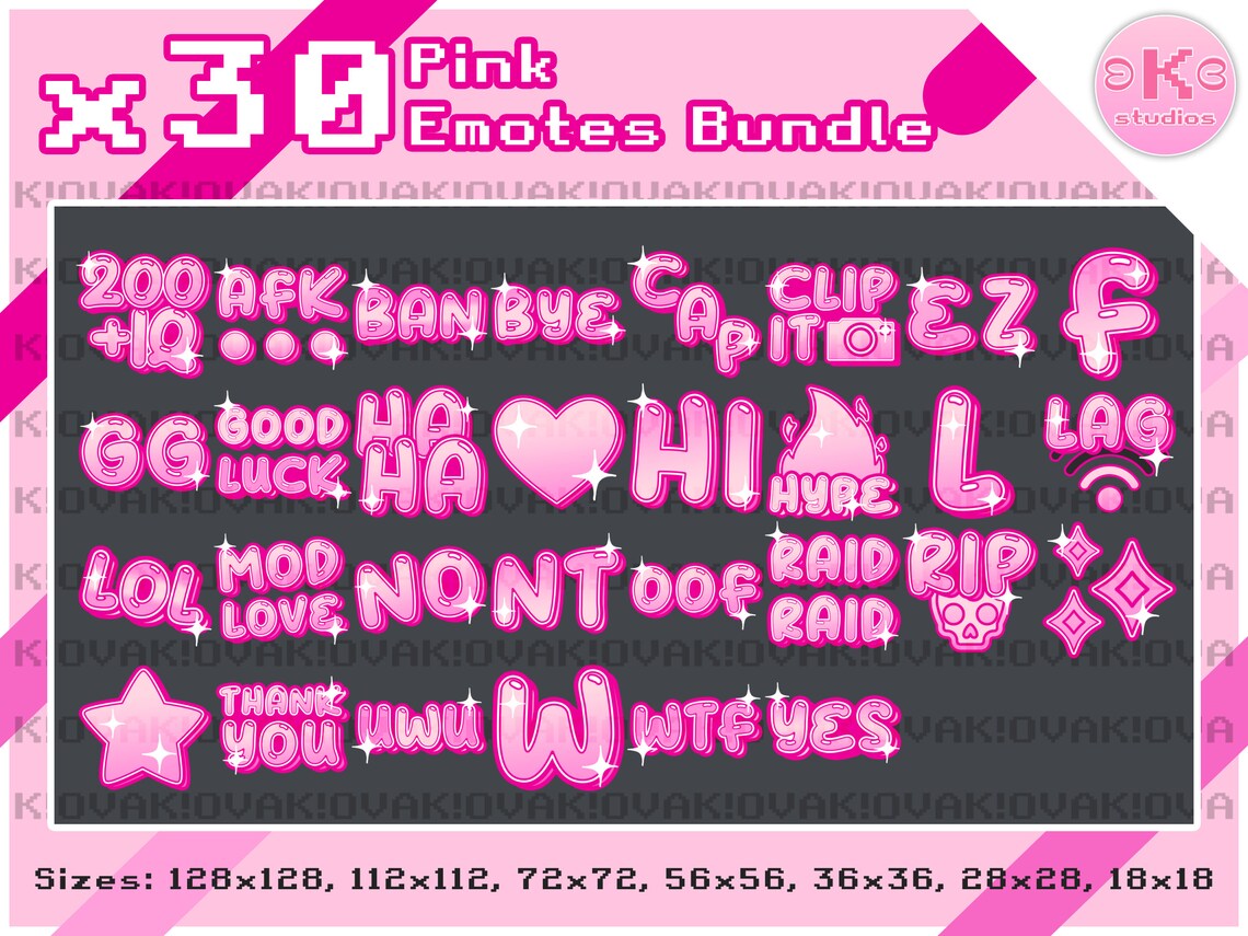 X30 Pink Emotes Bundle for Twitch and Discord Sparkly - Etsy