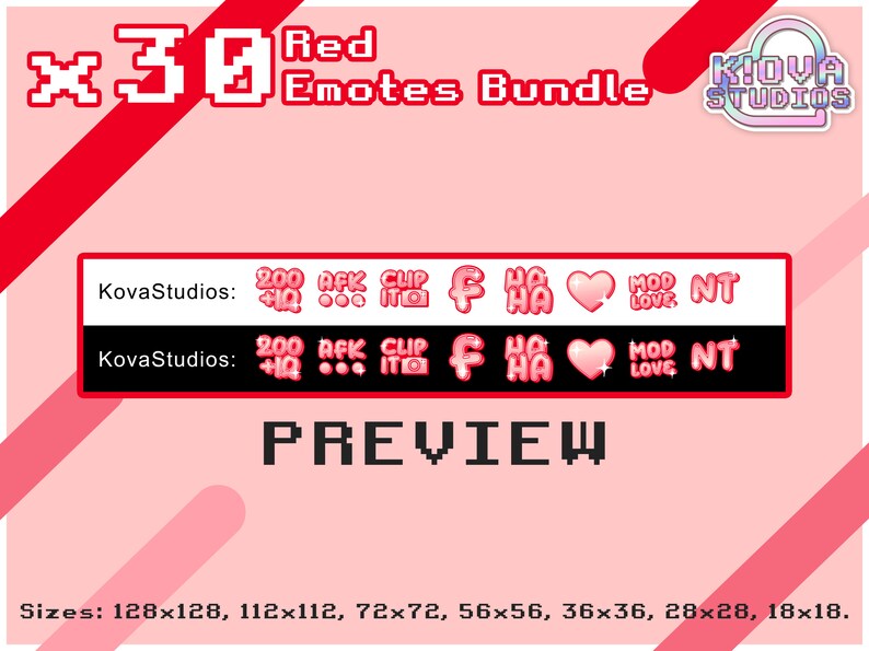 X30 Red Emotes Bundle for Twitch and Discord | Sparkle, Cute, Aesthetic ...