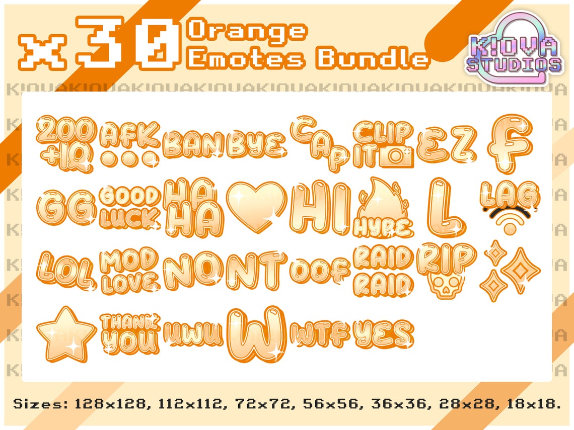 X30 Orange Emotes Bundle for Twitch and Discord | Sparkle, Cute ...