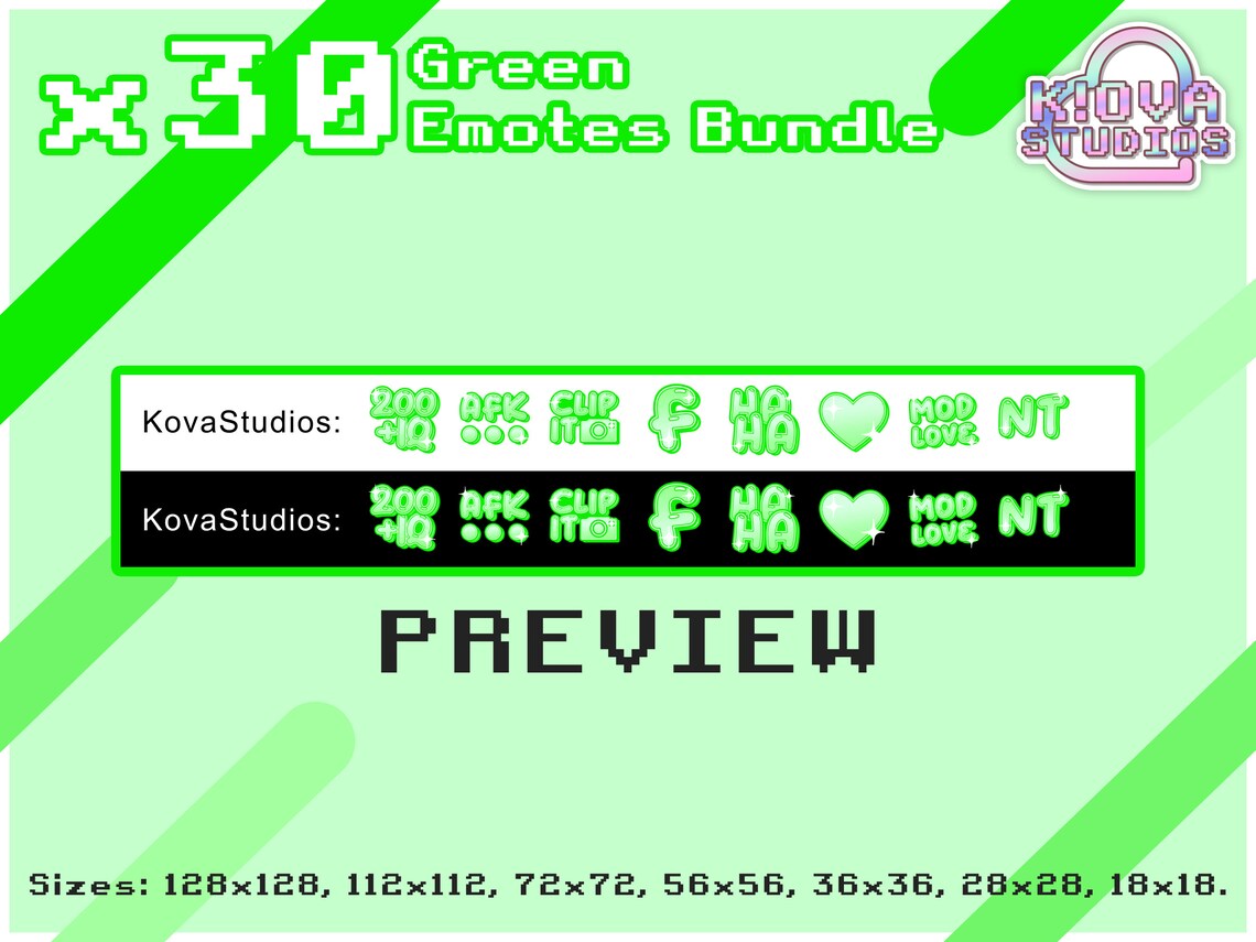 X30 Green Emotes Bundle for Twitch and Discord | Sparkle, Cute ...