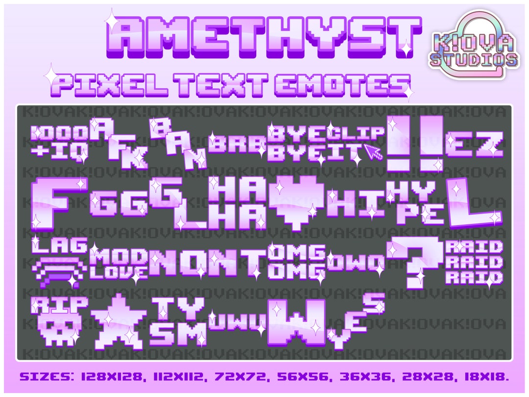 X30 Amethyst Pixel Text Emotes | Perfect for Twitch, Youtube, Discord ...