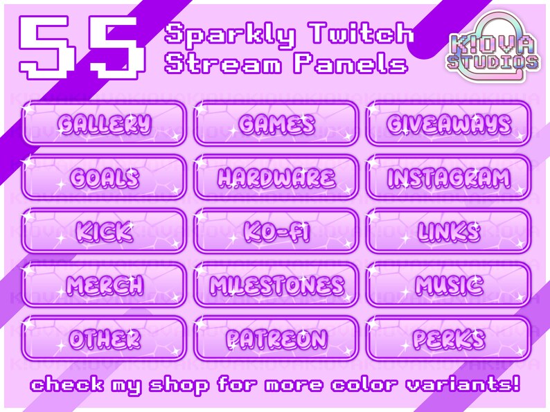 55 Purple Sparkle Twitch Panels - Variant 7 - Perfect for Streaming on ...