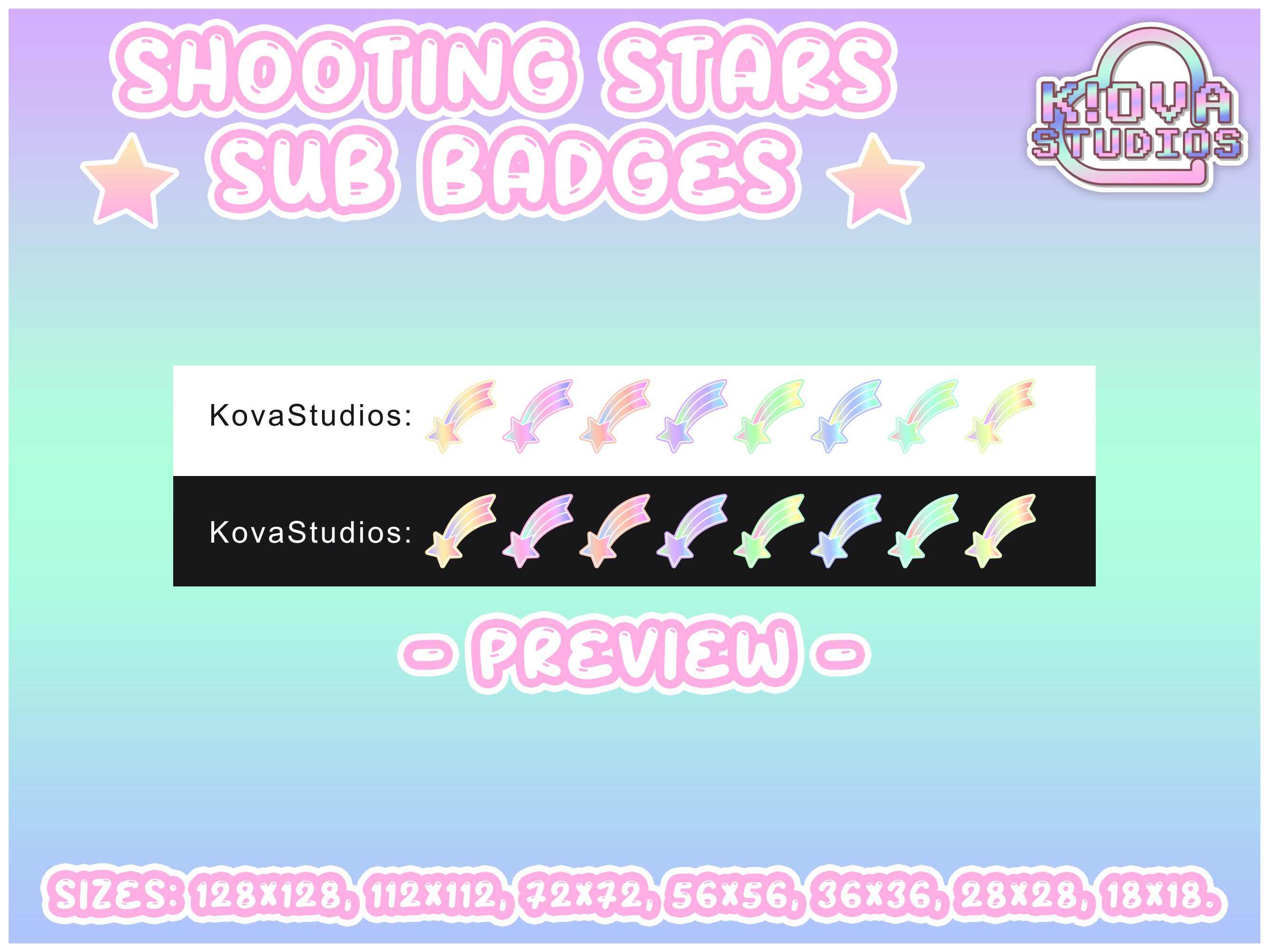 Shooting Stars Sub Badges | Perfect for Streaming, Twitch, Youtube, and ...
