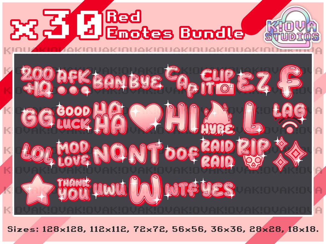 X30 Red Emotes Bundle for Twitch and Discord | Sparkle, Cute, Aesthetic ...