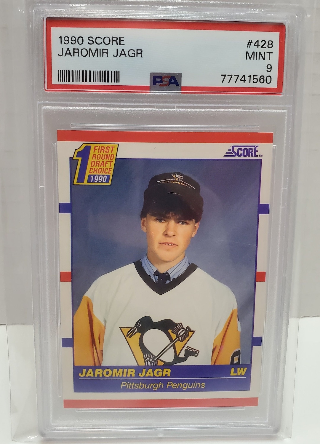1990 Score Hockey Jaromir Jagr Rookie Card #428 Pittsburgh Penguins PSA ...