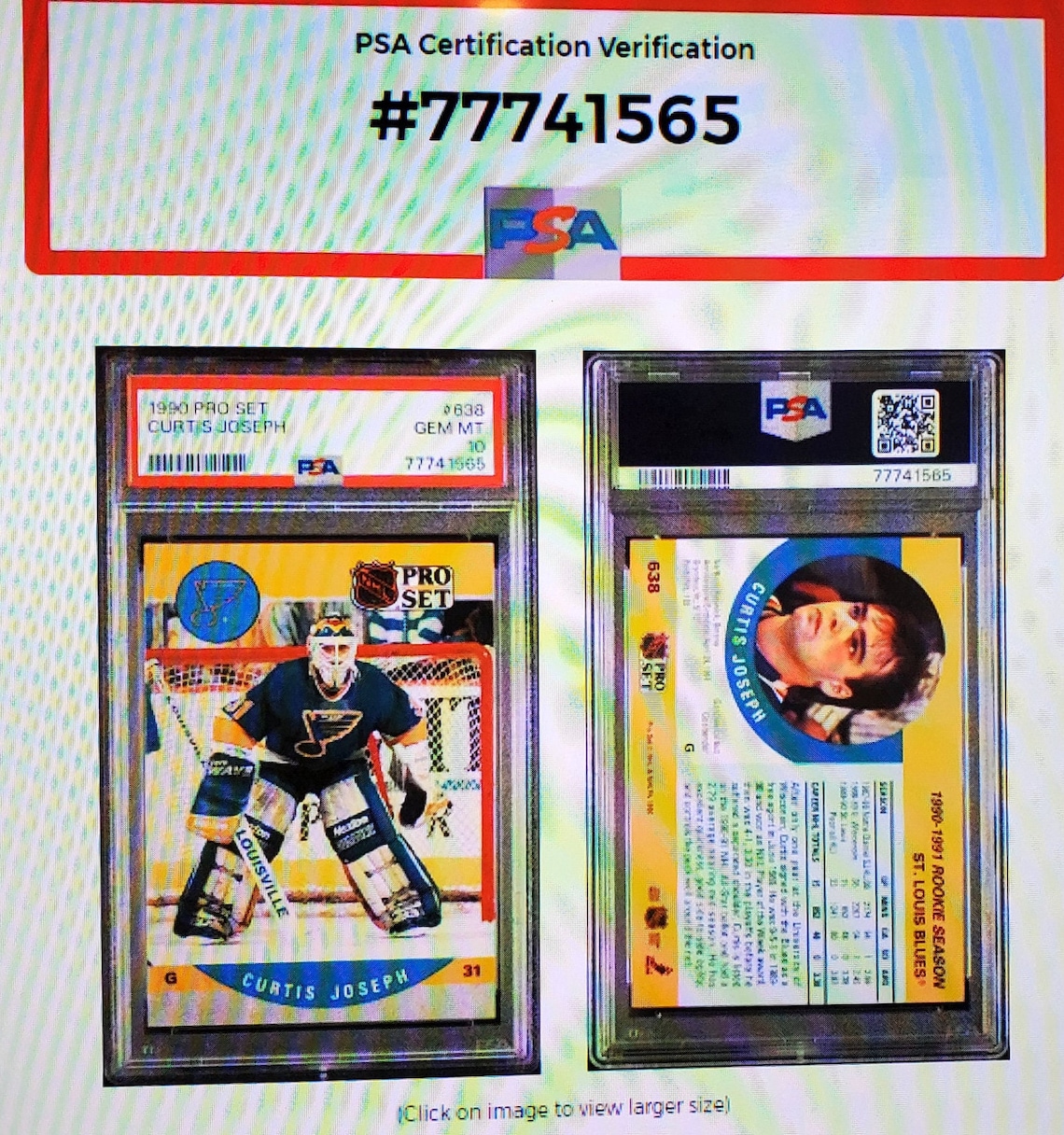 1990 Pro Set Hockey Curtis Joseph Rookie Card 638 PSA 10 Gem Mint - Etsy