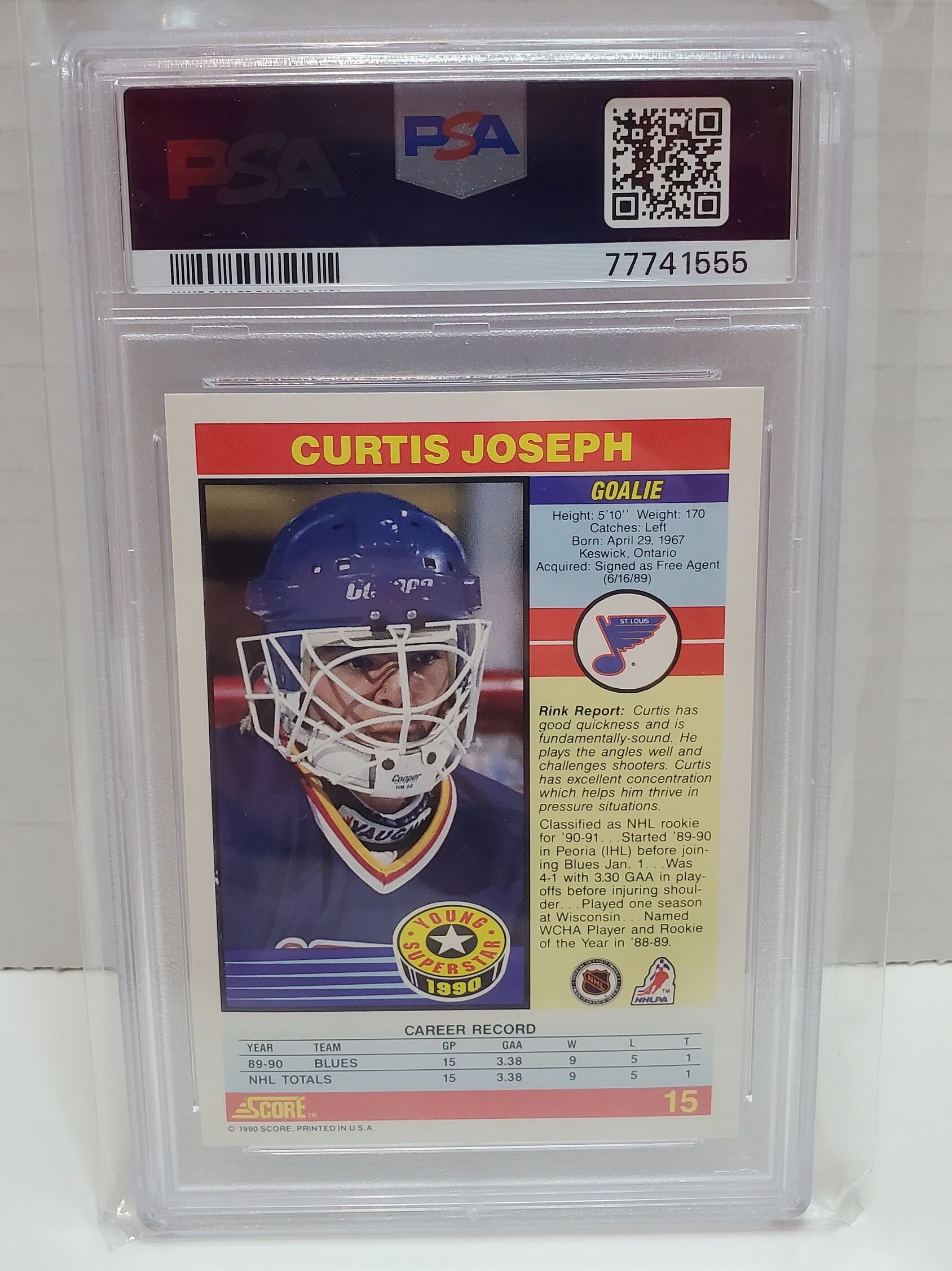 1990 Score Hockey Young Superstar Hockey Curtis Joseph Rookie Card 15 ...