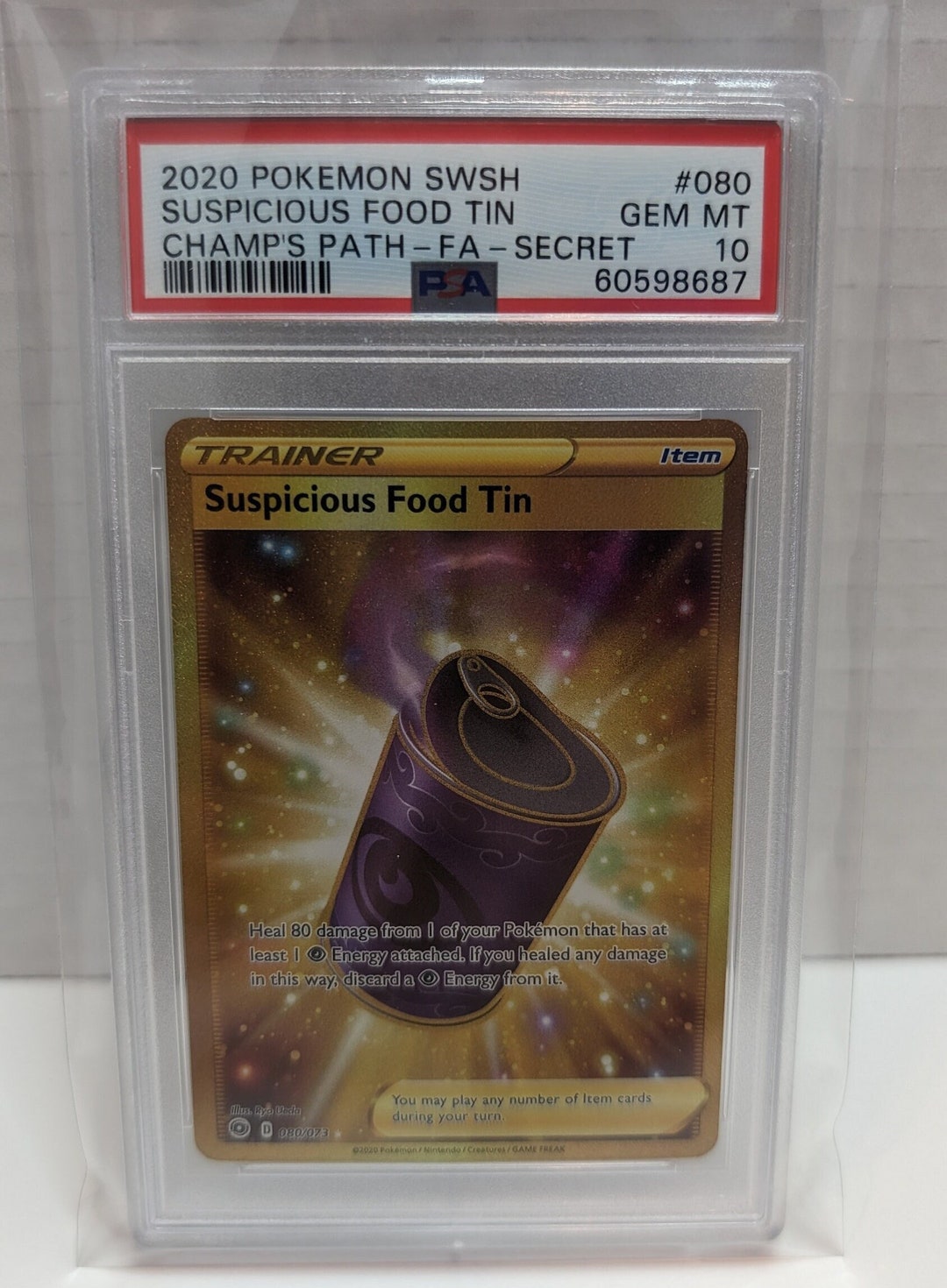 2020 Pokemon SWSH Suspicious Food Tin Champ’s Path - FA Secret #080 PSA ...