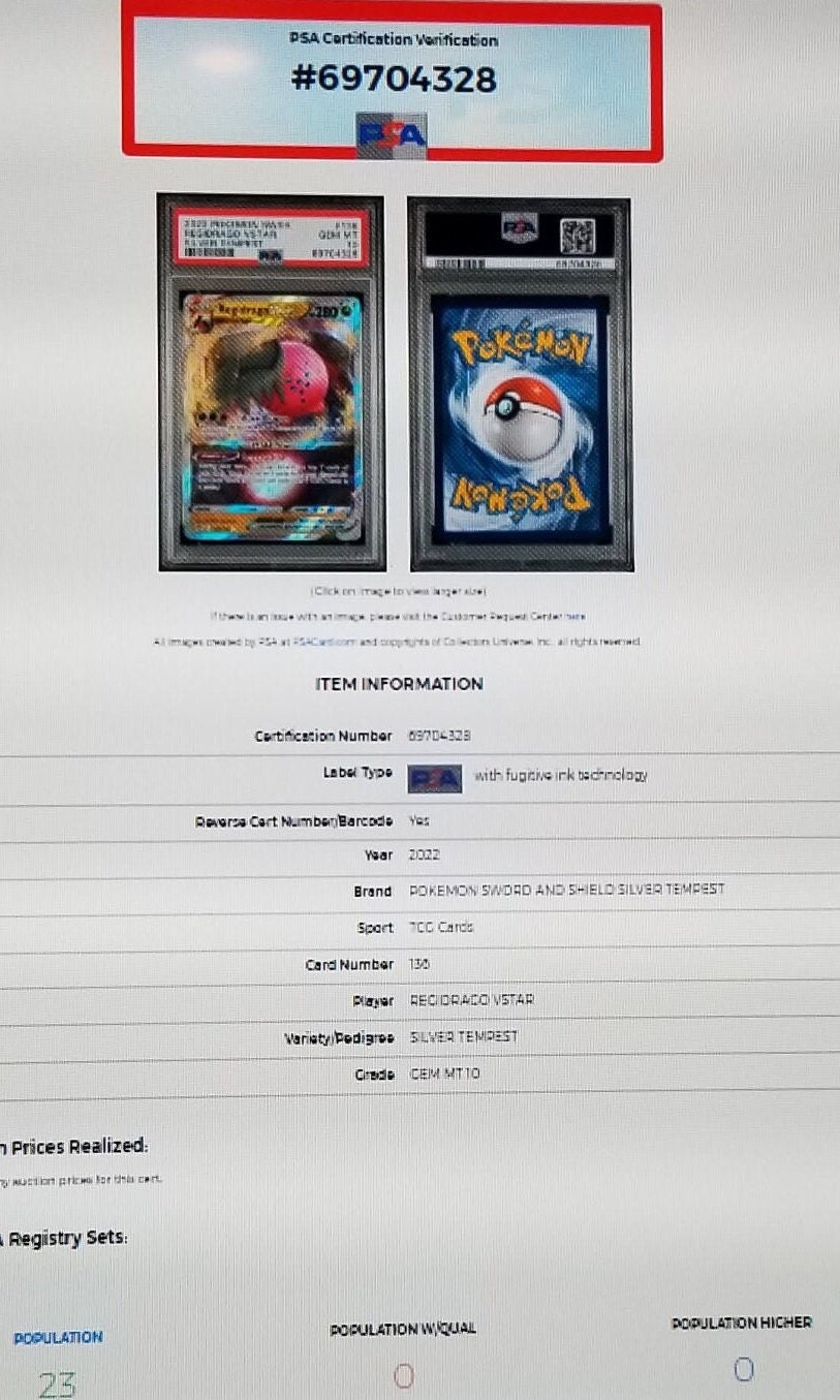 2022 Pokemon Silver Tempest Regidrago VSTAR Ultra Rare Holo 136 PSA 10 Gem Mint - Etsy