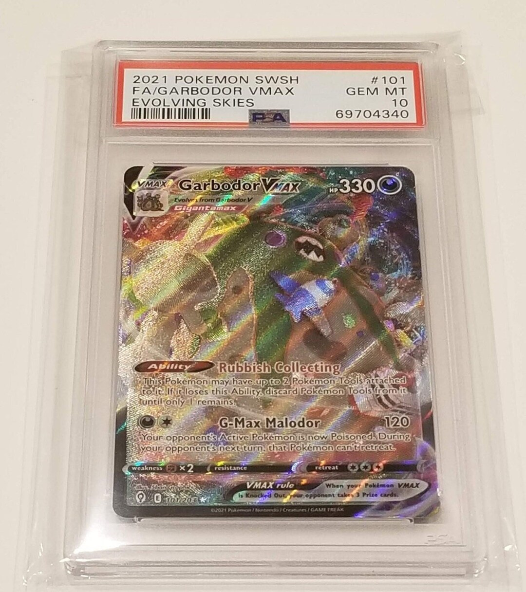 2021 Pokemon Evolving Skies Full Art Garbodor VMAX 101 PSA - Etsy
