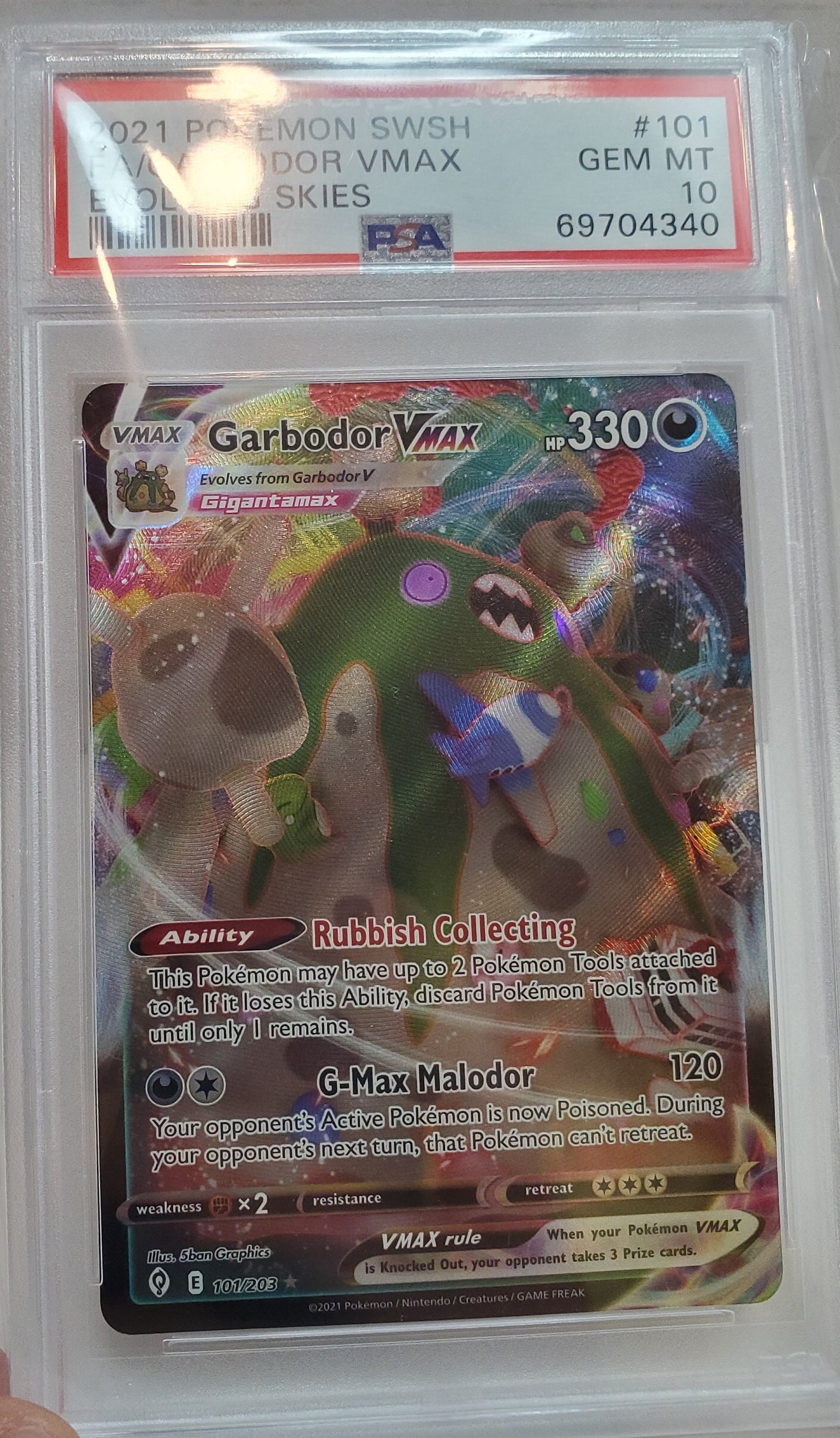 2021 Pokemon Evolving Skies Full Art Garbodor VMAX 101 - PSA 10 Gem ...