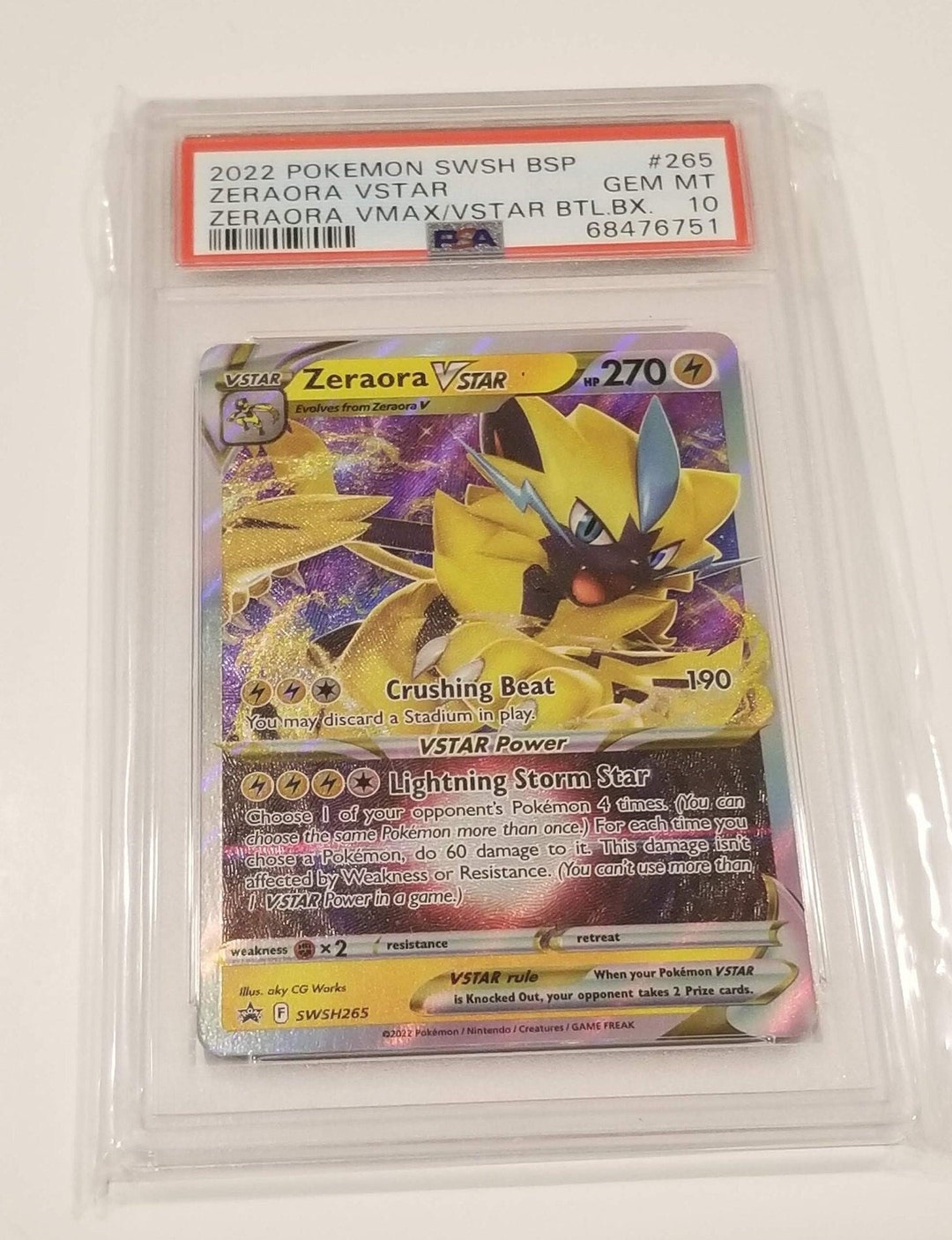 2022 Pokemon SWSH Black Star Promo Zeraora Vstar 265 PSA 10 - Etsy