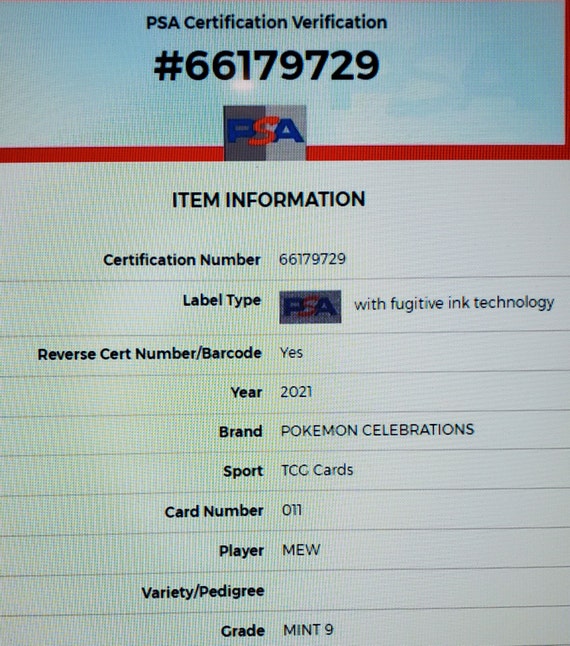 2021 Pokemon Celebrations 25th Anniversary MEW #11 PSA MINT 2021 Pokemon Celebrations 25th Anniversary MEW #11 PSA MINT