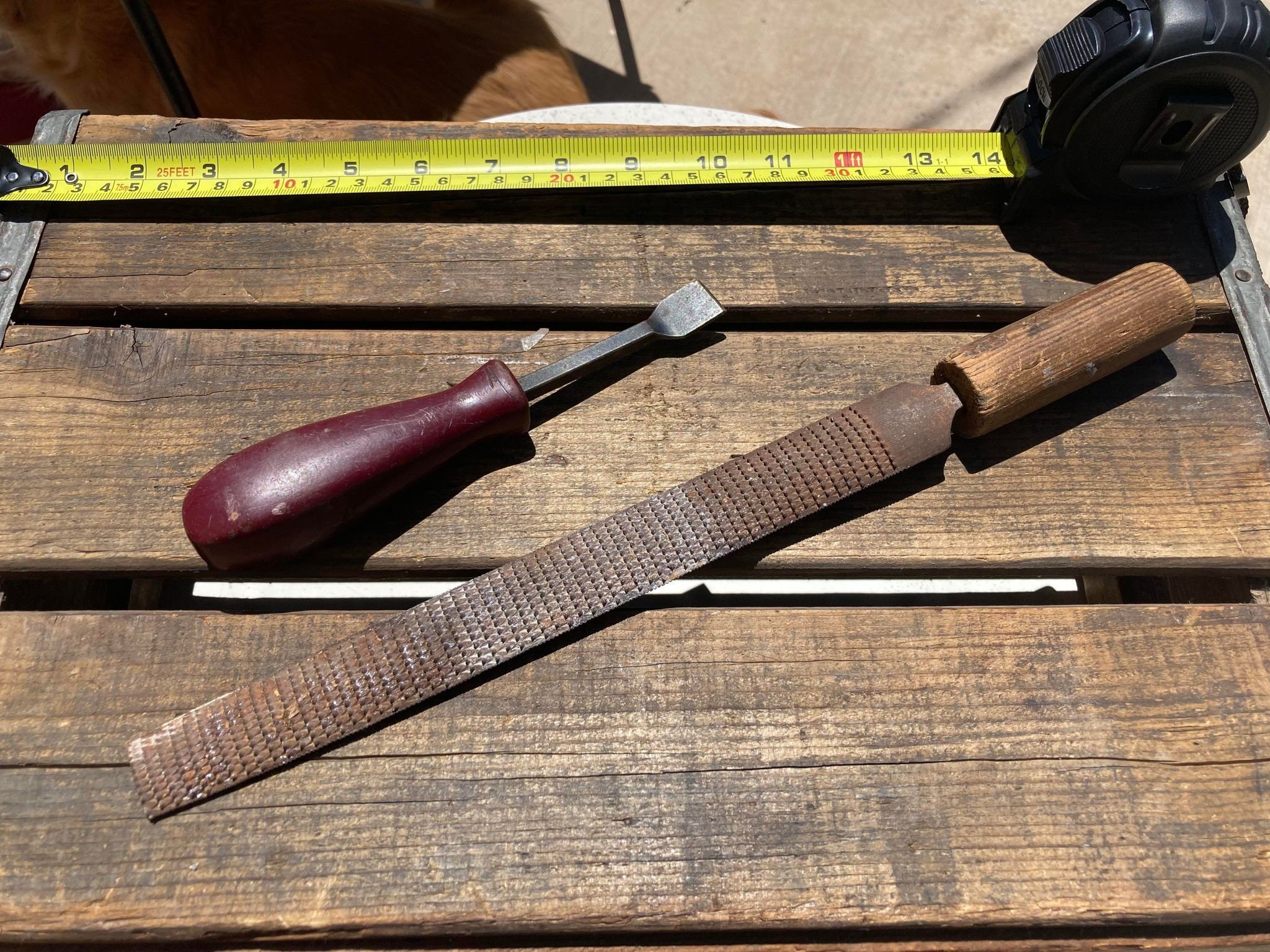 Set of Vintage Hand Tools, Wood Working Tool Set, Old Rasp, Wood ...