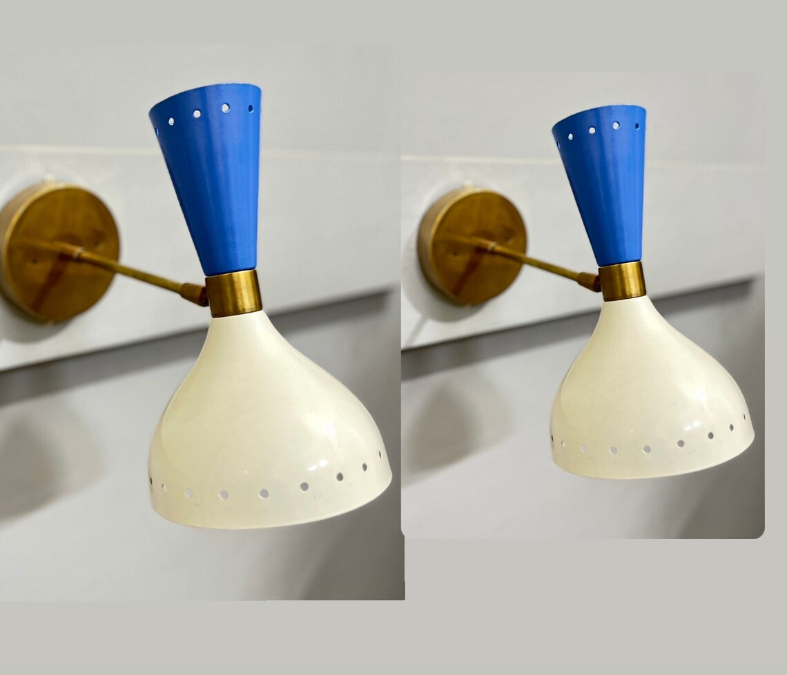 Pair of 1950s Italian Diablo Wall Lights Stilnovo Style - Etsy