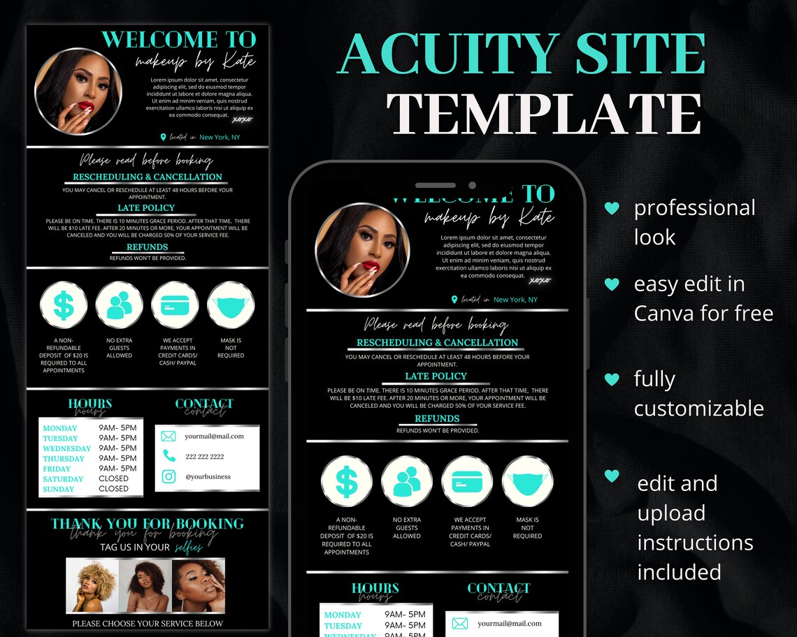 Acuity Scheduling Template Acuity Booking Site DIY Acuity - Etsy