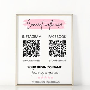 Editable Connect With Us Template, Social Media QR Code Sign Template ...