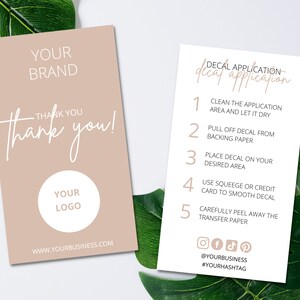 Decal Application Card Template Decal Instructions Template - Etsy