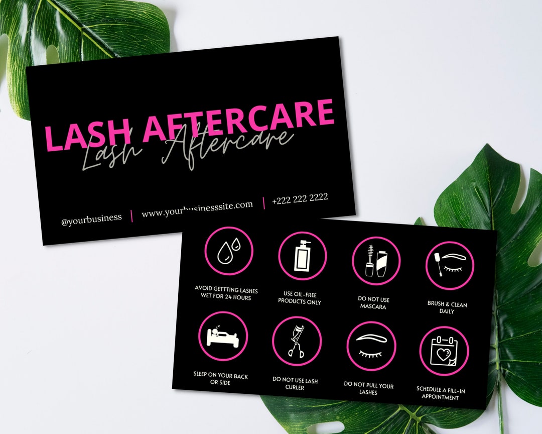 Lash Aftercare Card Template, Printable Eyelash Care Cards, Editable ...
