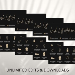 Lash Lift and Tint Aftercare Card Template, Printable Lash Lamination ...